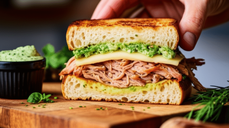 Sanduíche de Pernil Desfiado com Maionese de Chimichurri e Queijo Minas ...